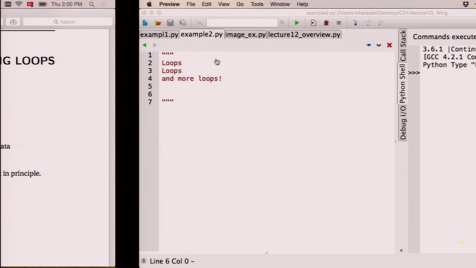 CS1 10/19/2017: Lecture 12: Single/double loops and controlling loops